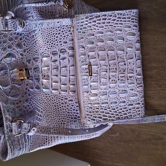 Brahmin | Bags | Brahmin Purple Crocodile Embossed Shoulder Bag | Poshmark